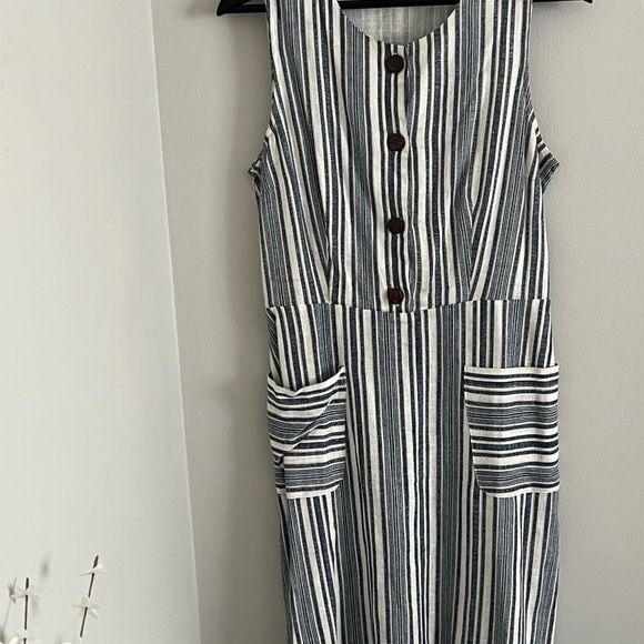 Monteau | Dresses | Monteau Striped Buttonfront Midi Dress | Poshmark